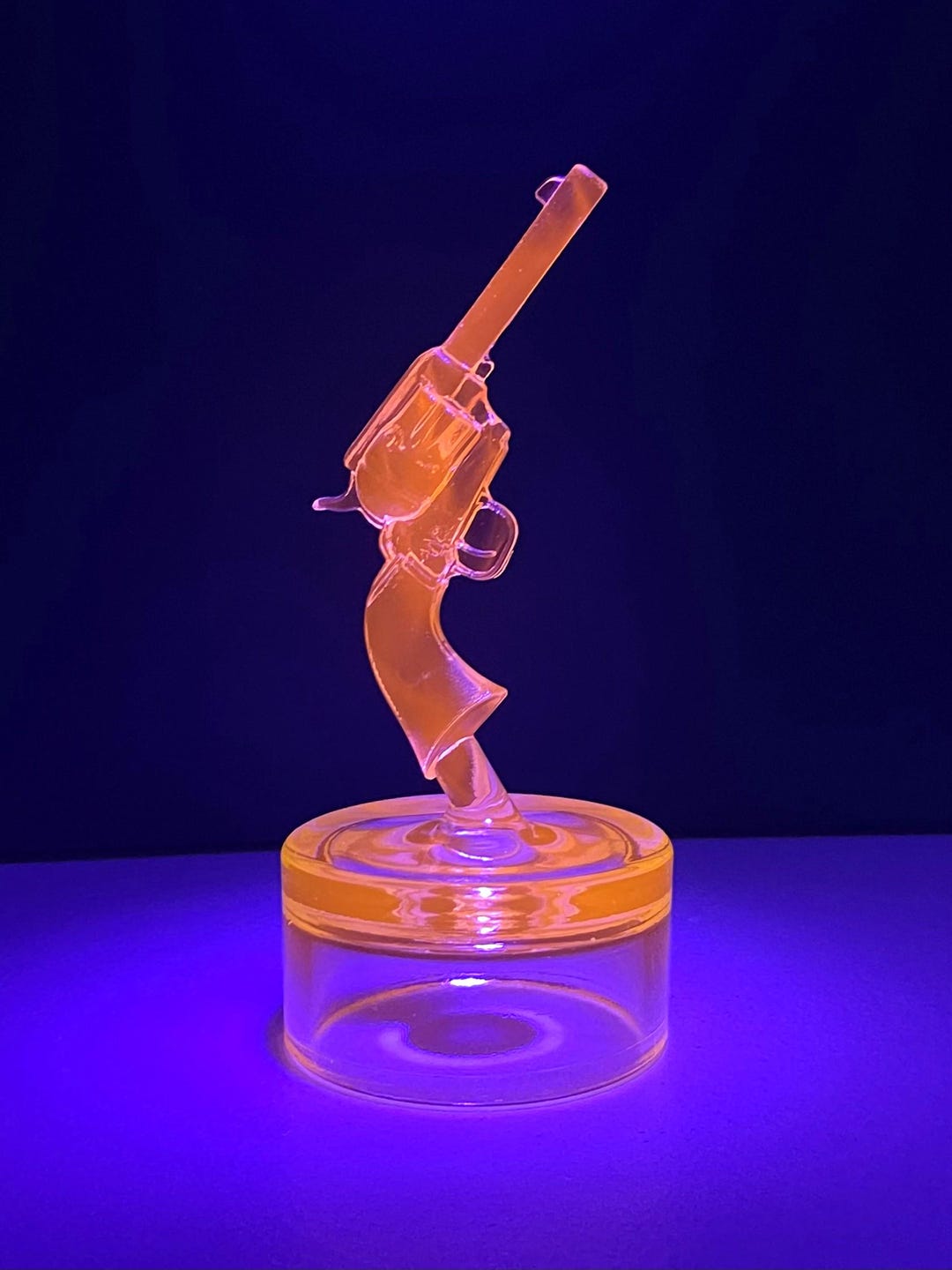 Green Vaseline Uranium Style Glass Colt Revolver Pistol Gun on Font ...