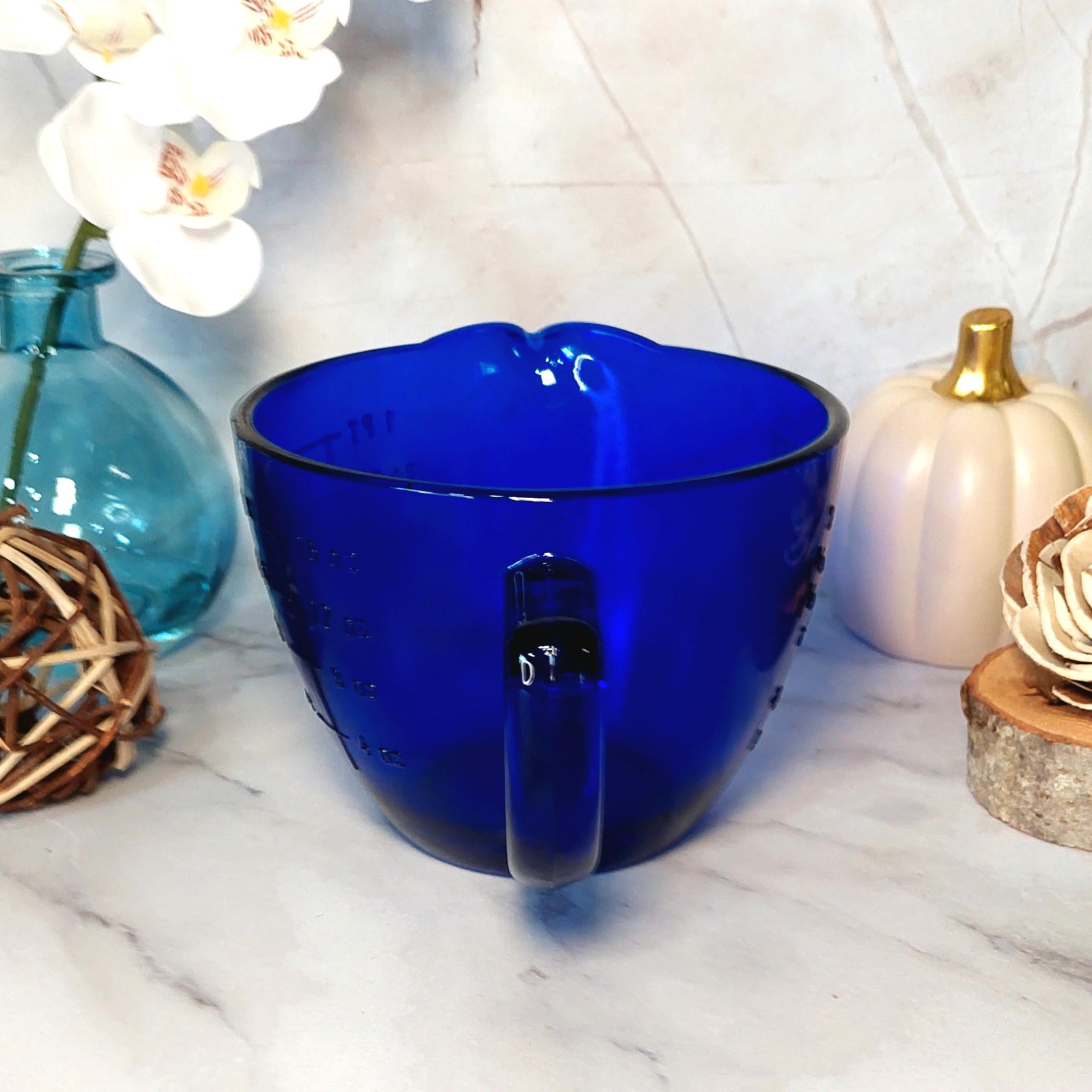 Cobalt Blue Glass 2 Cup Measuring Cup & Mixing Bowl W/ Markers ...