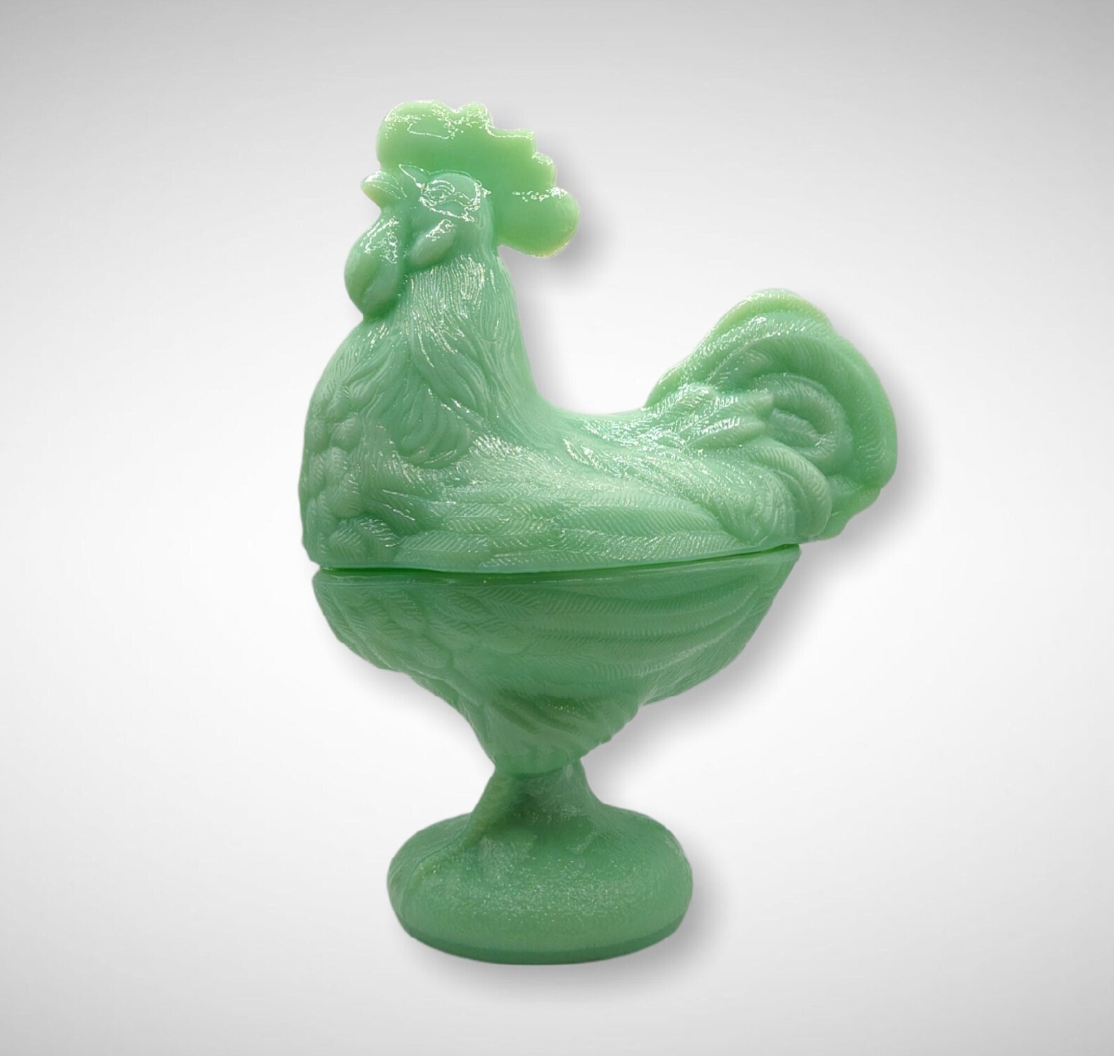 Jadeite Depression Style Glass Rooster Chicken Covered Candy - Etsy