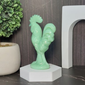 Jadeite Green Depression Style Glass Rooster Figurine Vintage, Art Deco ...