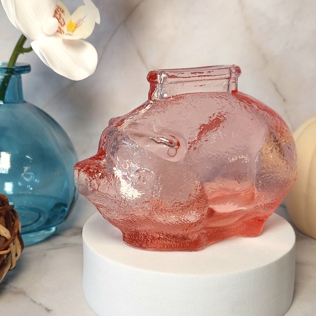 Pink Depression Style Glass Pig Piggy Bank, Small - Vintage, Farmhouse ...