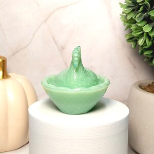 Jadeite Glass Hen on Nest Chicken Salt Cellar Dip Dish - Vintage Style ...
