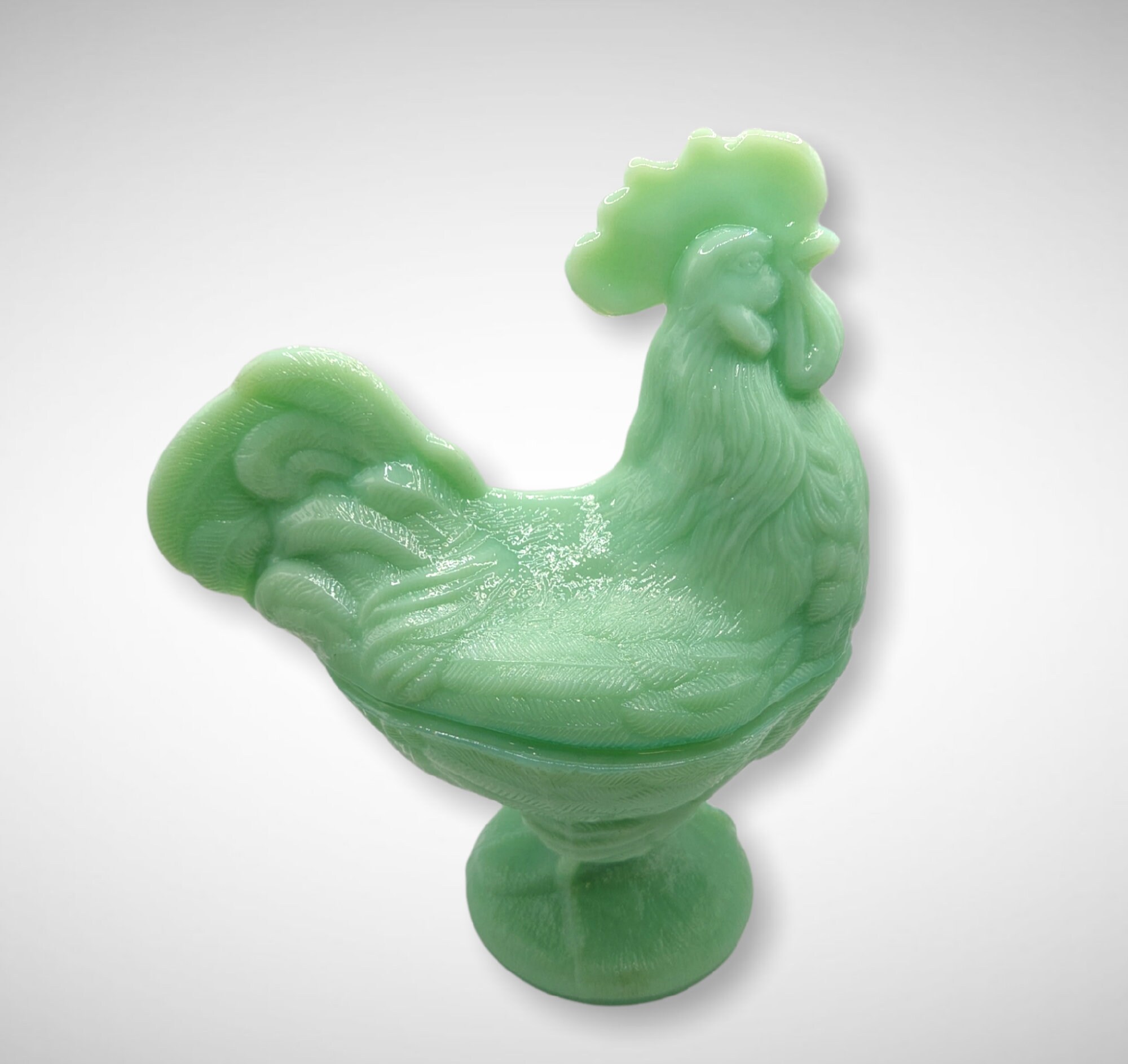 Jadeite Depression Style Glass Rooster Chicken Covered Candy - Etsy