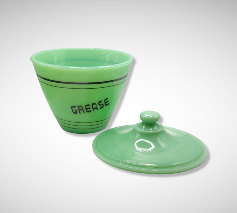 Jadeite Green Depression Style Glass Grease Jar With Lid - Etsy
