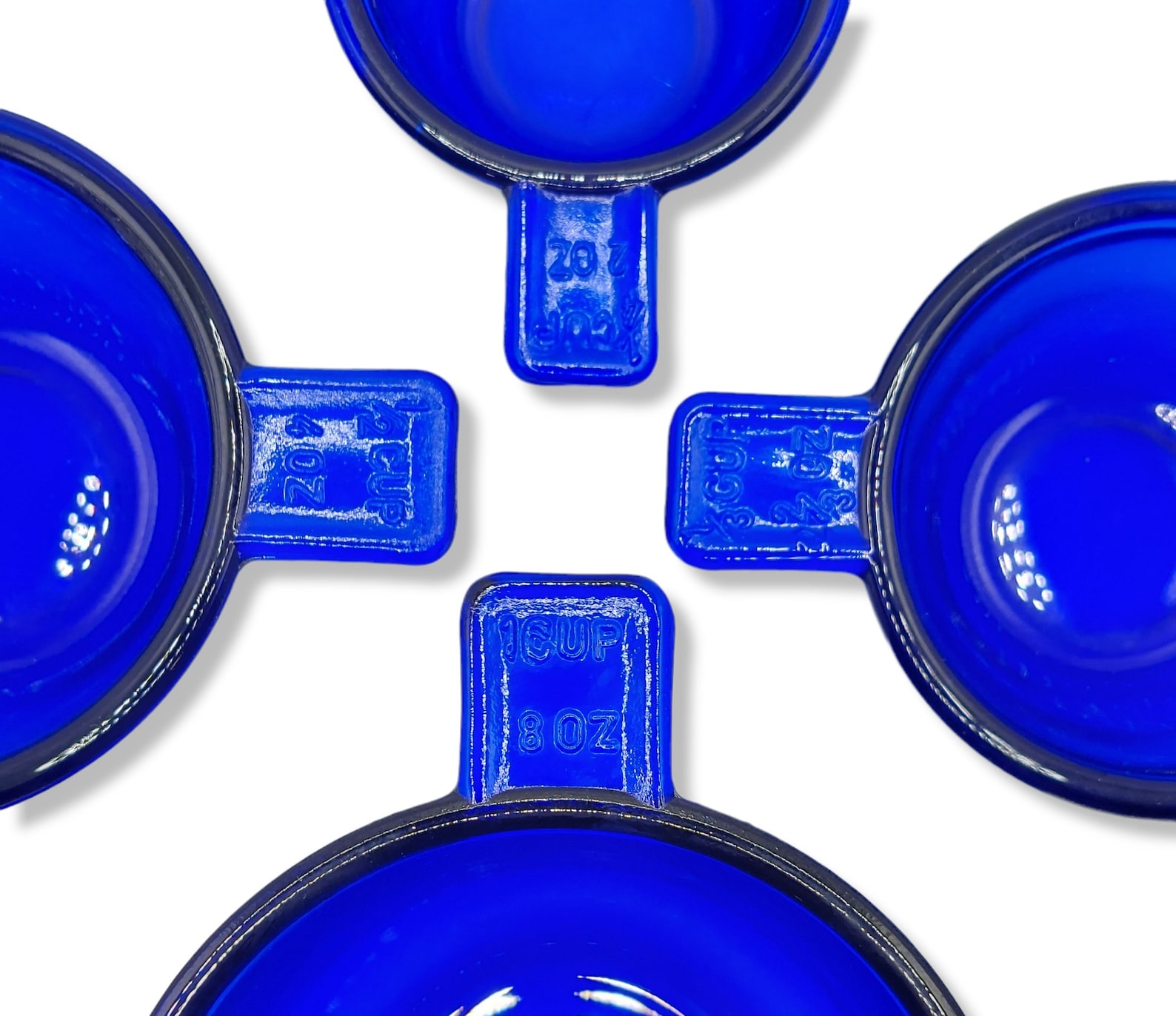 Cobalt Blue Glass 4 Piece Nesting Measuring Cup Set W/ Markers ...
