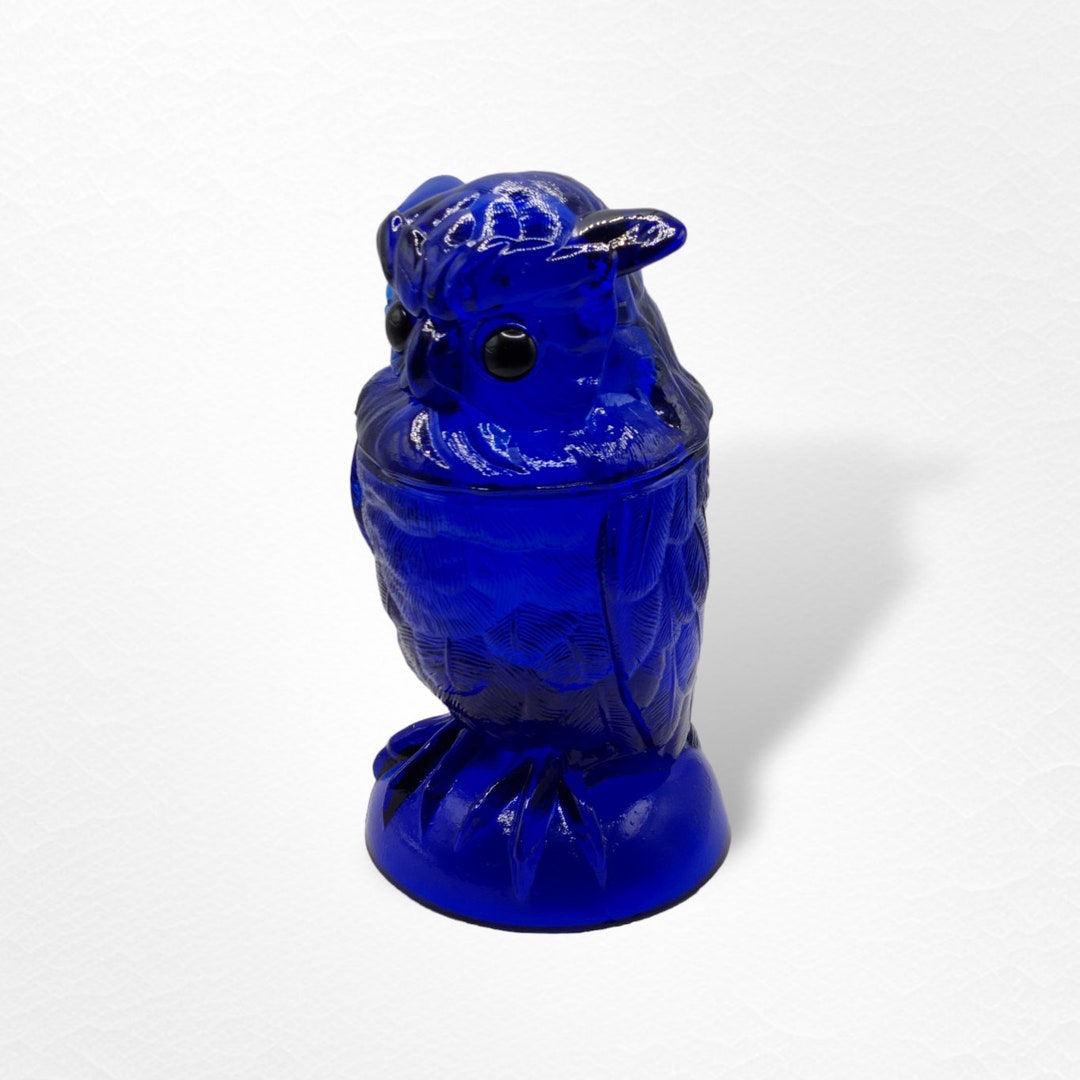 Imperial Cobalt Blue Glass Toby Owl Jar, Rare Edition Vintage, Retro ...