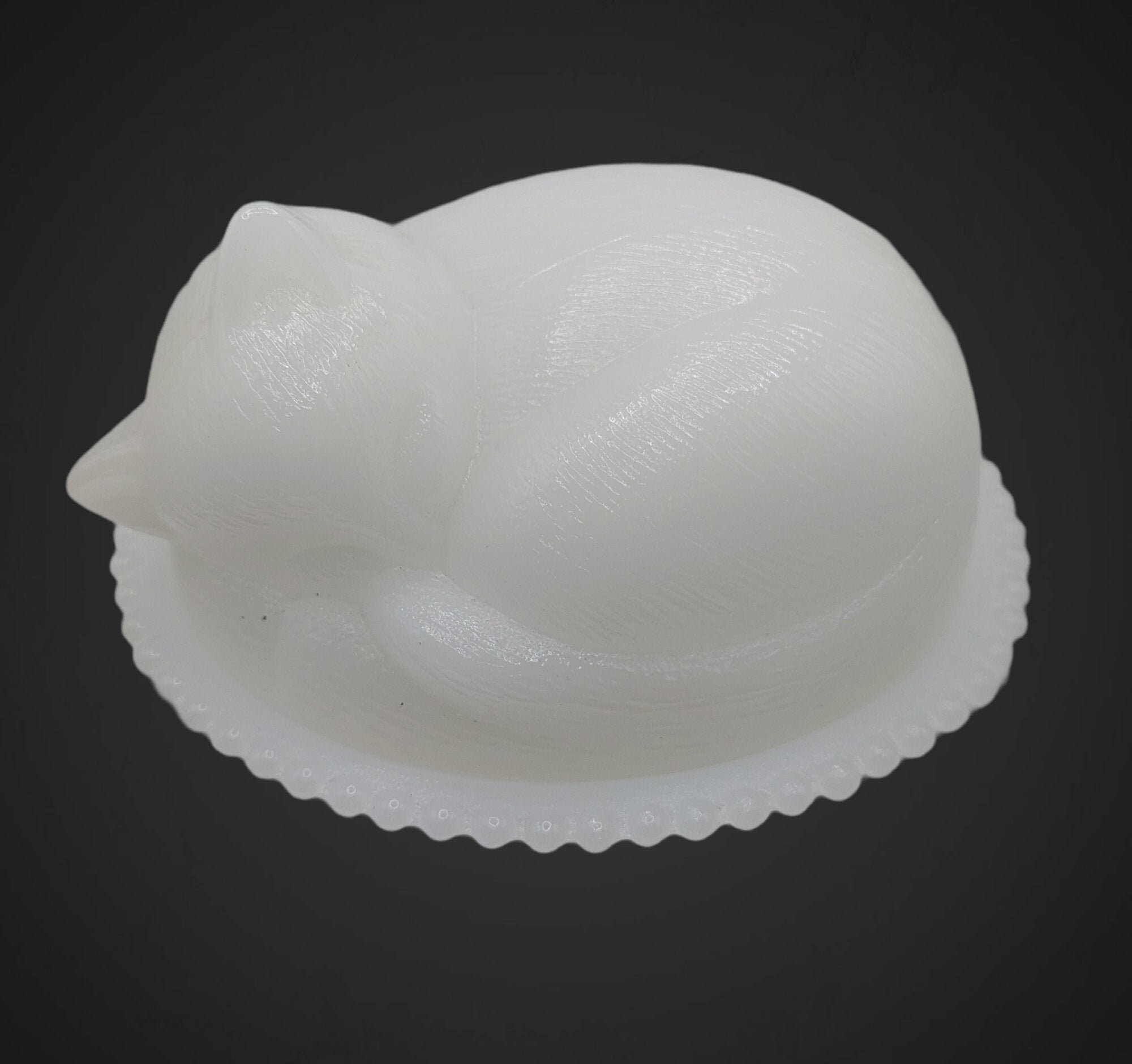 White Milk Glass Sleeping Cat Kitten Basket Candy Dish With - Etsy