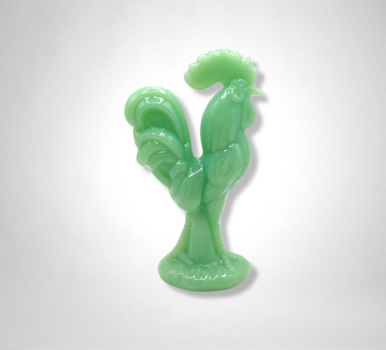 Jadeite Green Depression Style Glass Rooster Figurine - Etsy