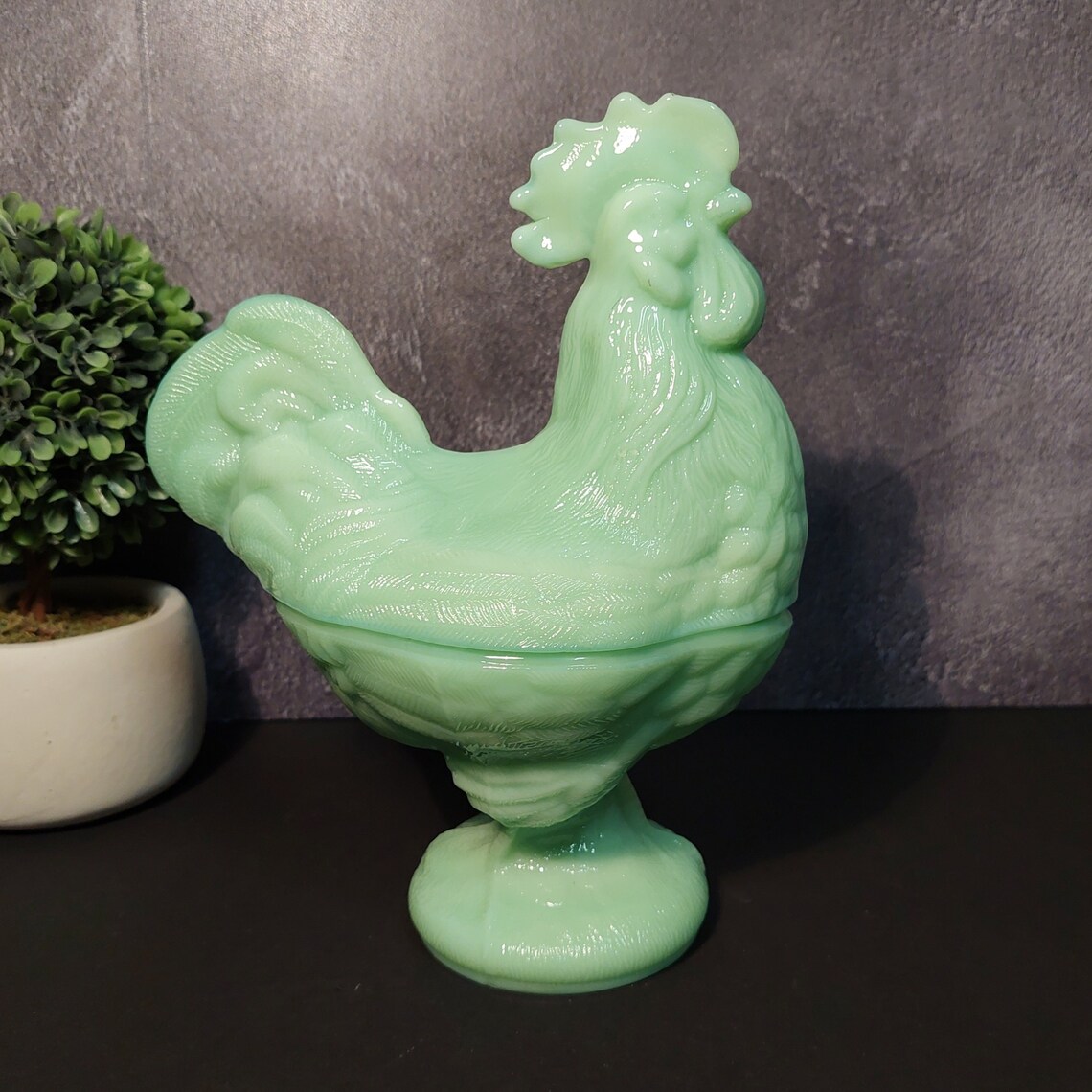 Jadeite Depression Style Glass Rooster Chicken Covered Candy - Etsy