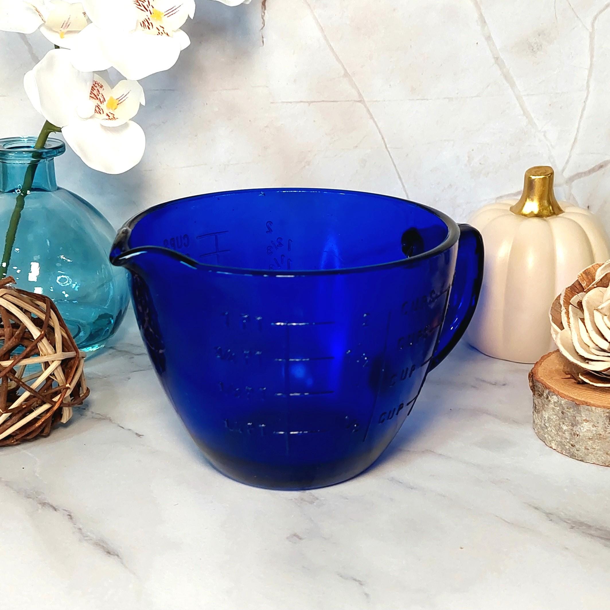 Cobalt Blue Glass 2 Cup Measuring Cup & Mixing Bowl W/ Markers ...