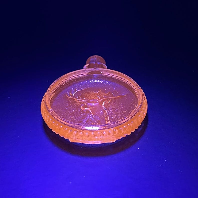 Green Vaseline Uranium Style Glass Elk Deer Pocket Watch - Vintage ...