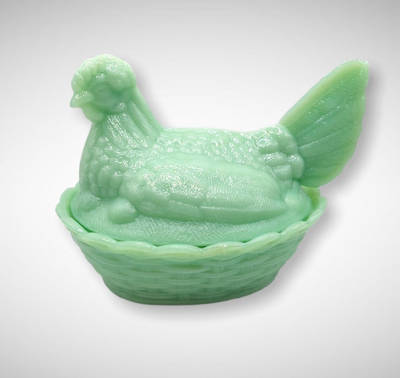 Jadeite Depression Style Glass Nesting Chicken Hen on Nest - Etsy