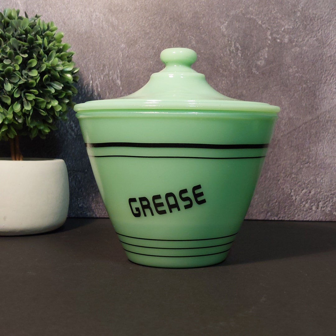 Jadeite Green Depression Style Glass Grease Jar With Lid - Etsy