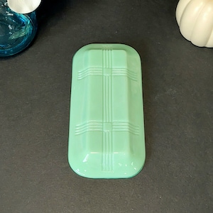 Jadeite Depression Style Glass Covered Butter Dish With Lid Vintage ...