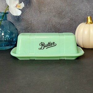 Jadeite Depression Style Glass Covered Butter Dish With Lid Vintage ...