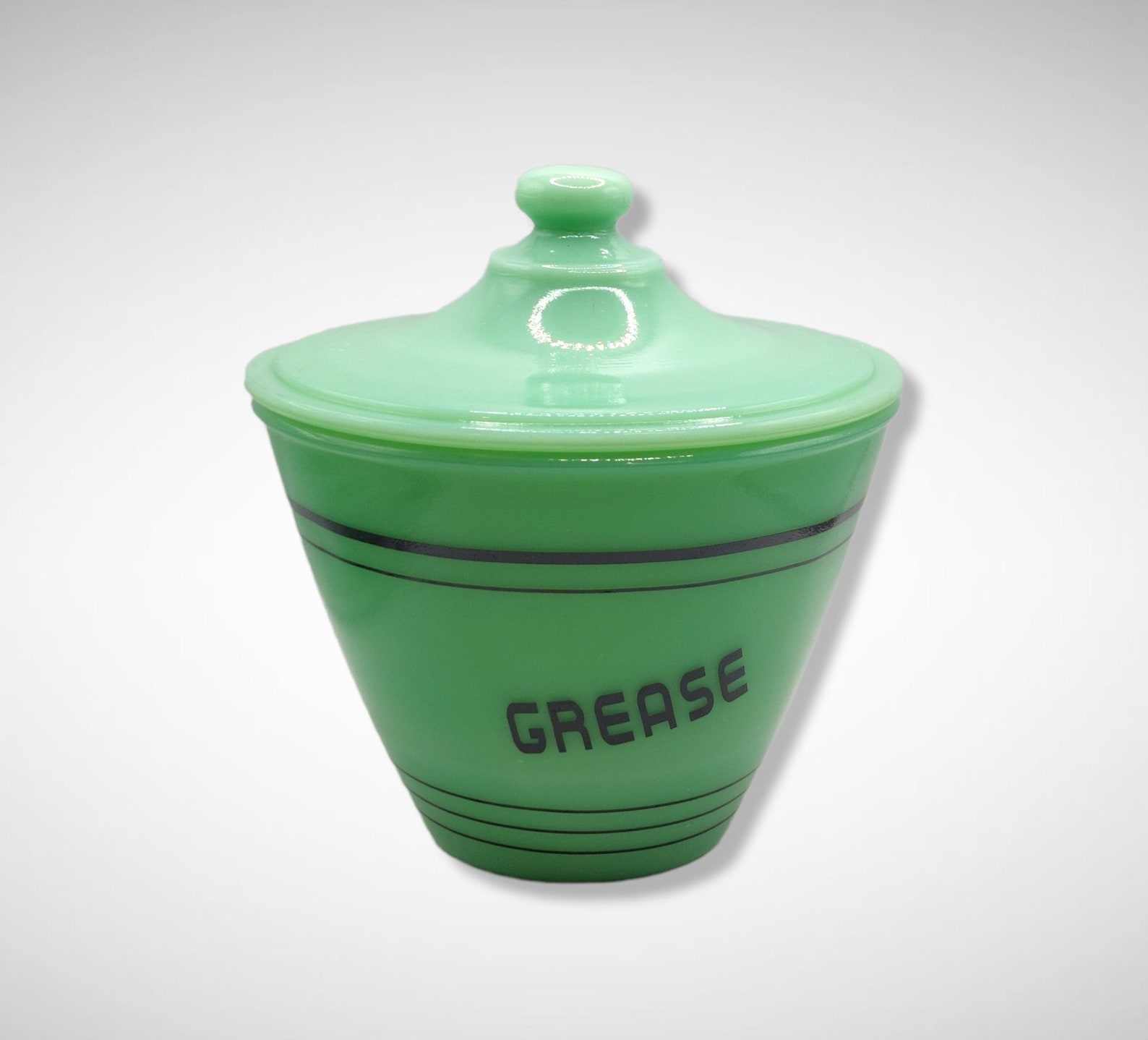 Jadeite Green Depression Style Glass Grease Jar With Lid - Etsy