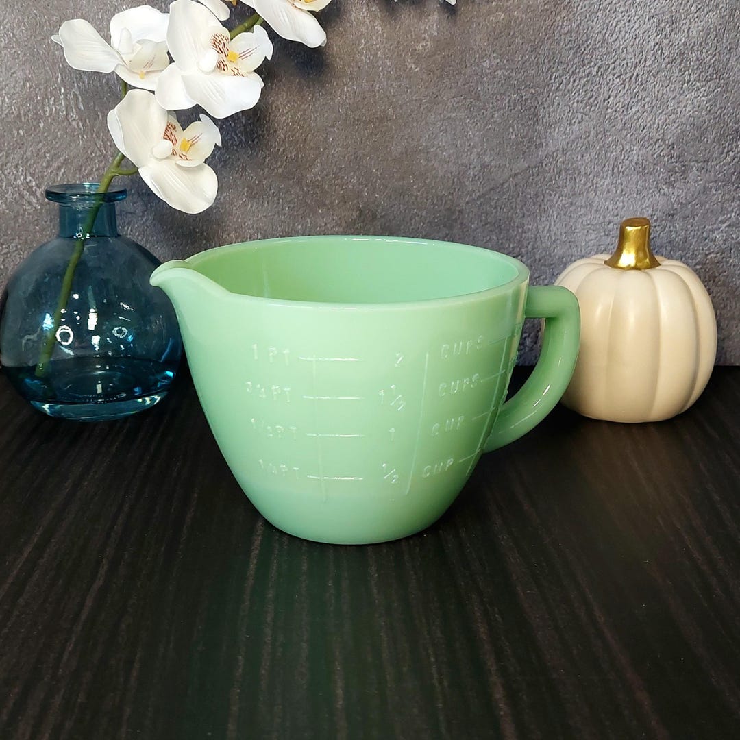 Jadeite Glass 2 Cup Measuring Cup & Mixing Bowl W/ Markers Depression ...