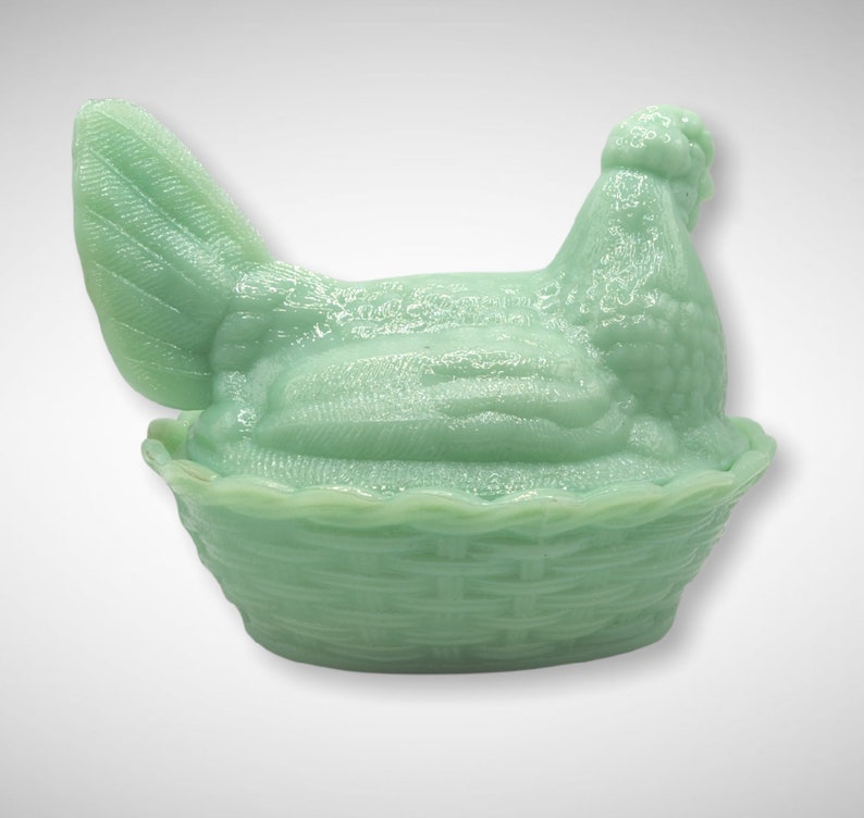 Jadeite Depression Style Glass Nesting Chicken Hen on Nest - Etsy