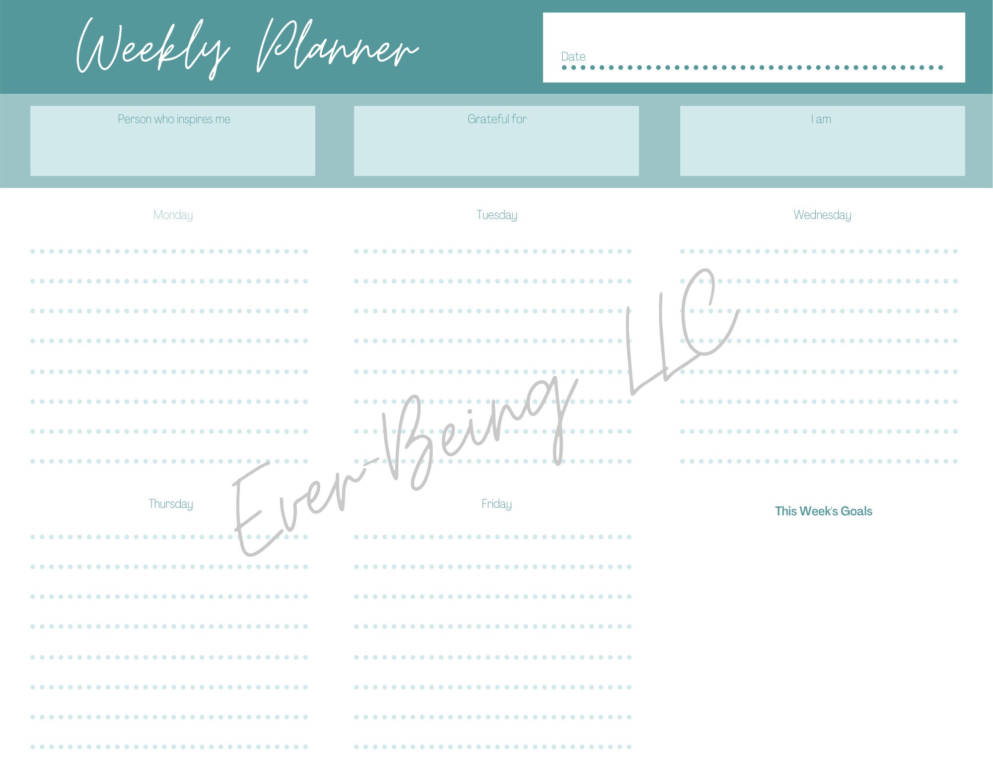 Weekly Planner Digital Printable - Etsy
