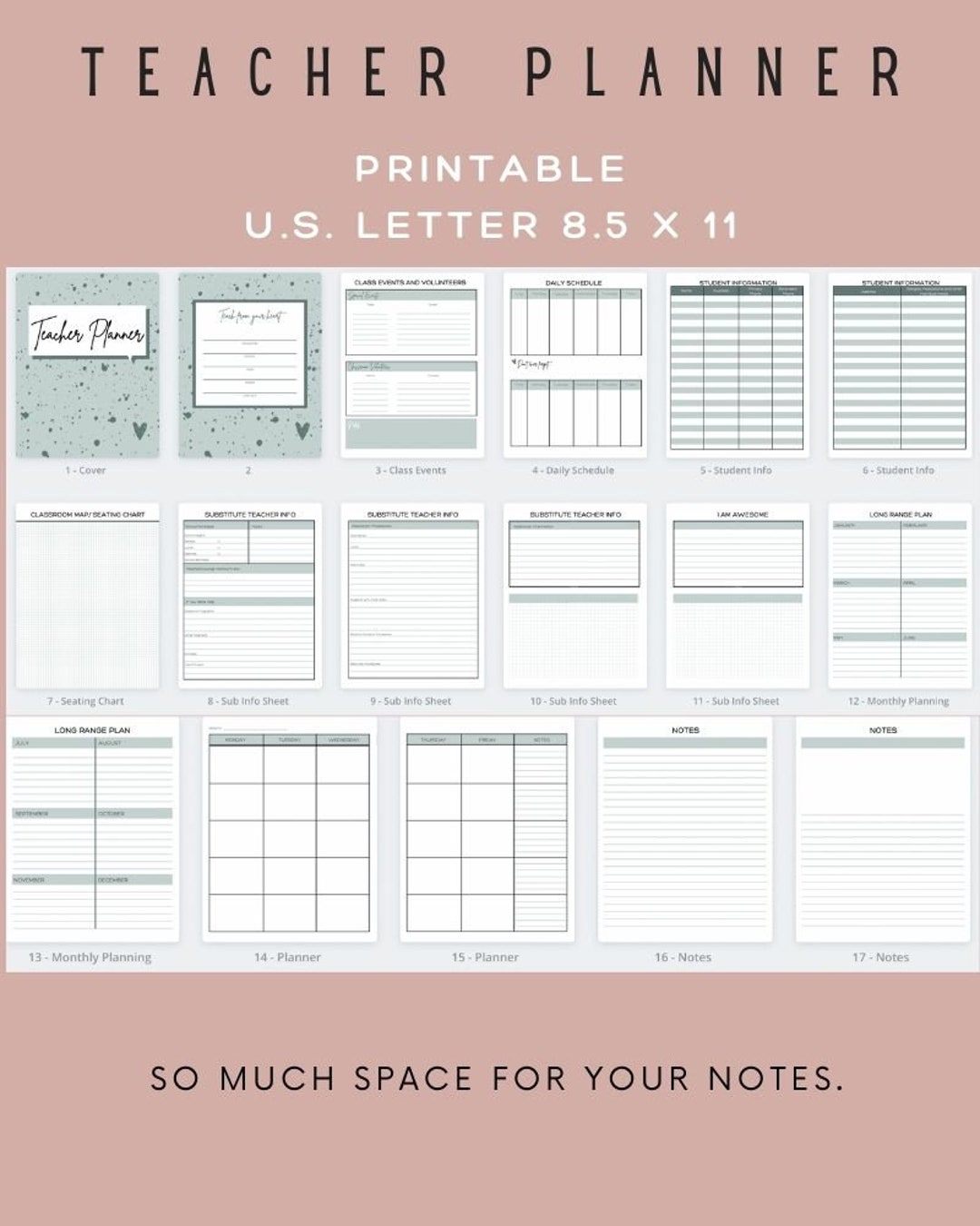 Digital Teacher Planner Printable L Instant Download L Teacher Lesson ...