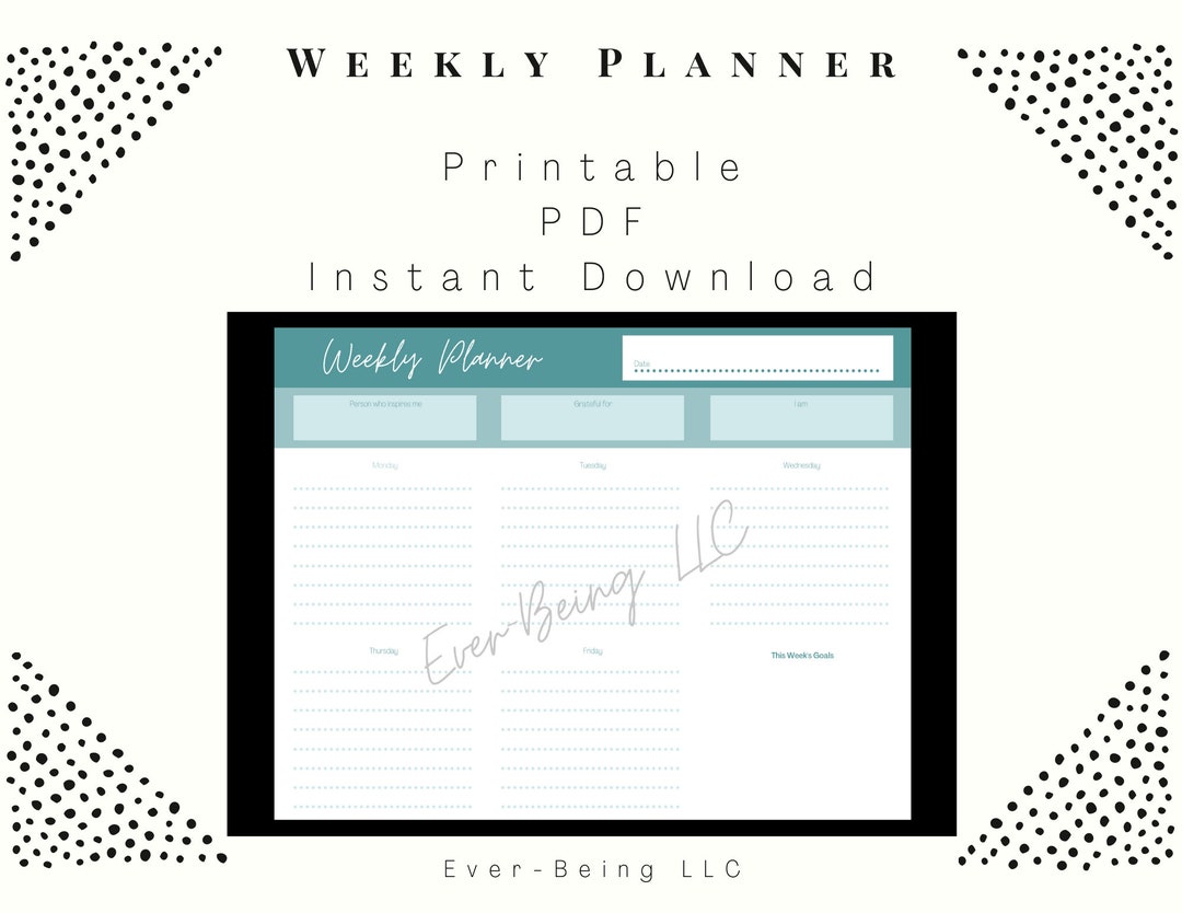 Weekly Planner Digital Printable - Etsy
