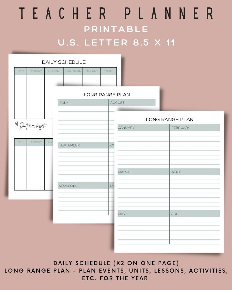 Digital Teacher Planner Printable L Instant Download L Teacher Lesson ...