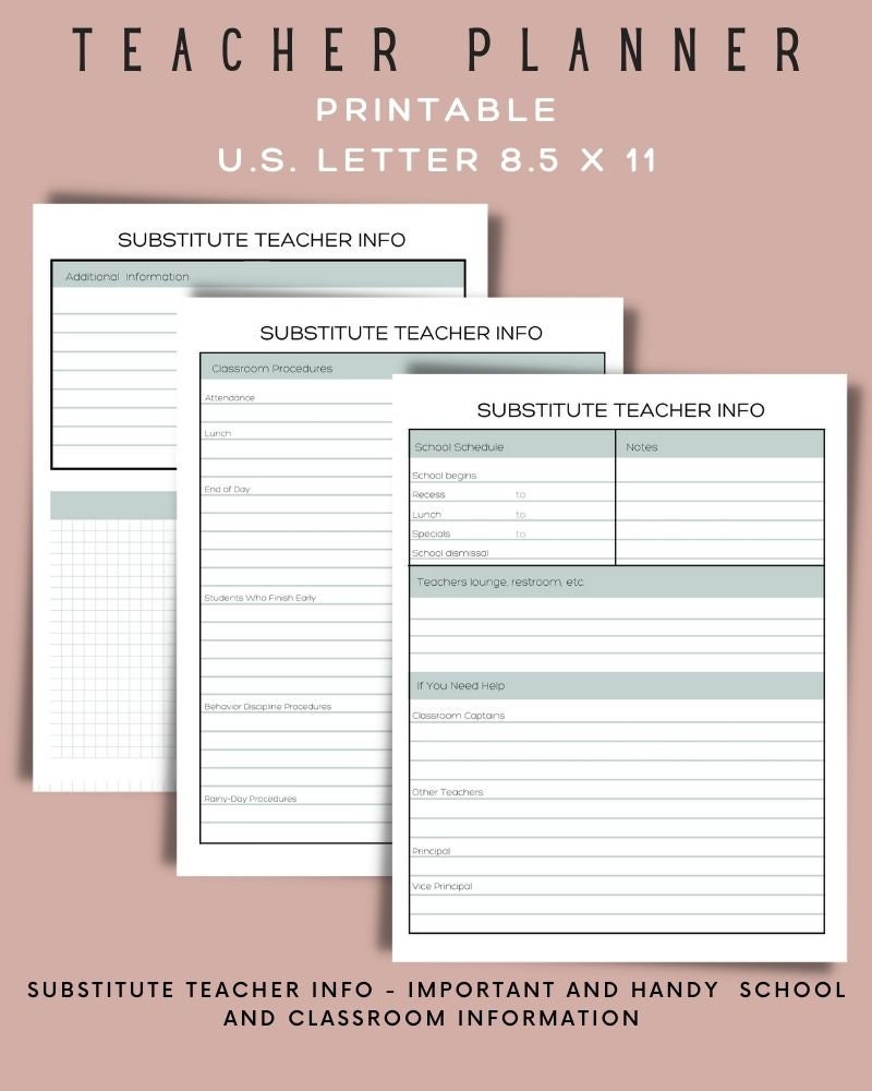Digital Teacher Planner Printable L Instant Download L Teacher Lesson ...