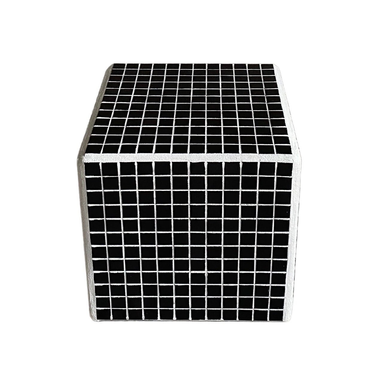 Handmade Tiled Side Table — Black Tile Table With White Grout — Cube ...