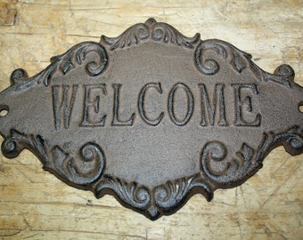 Cast Iron Welcome Sign | Etsy