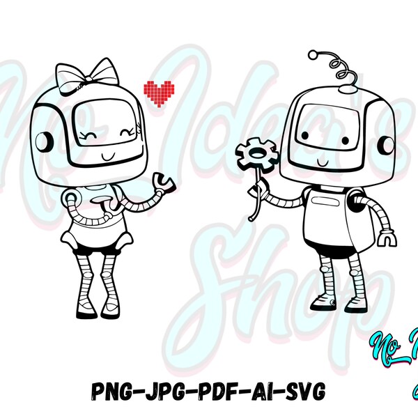Robot Svg - Etsy