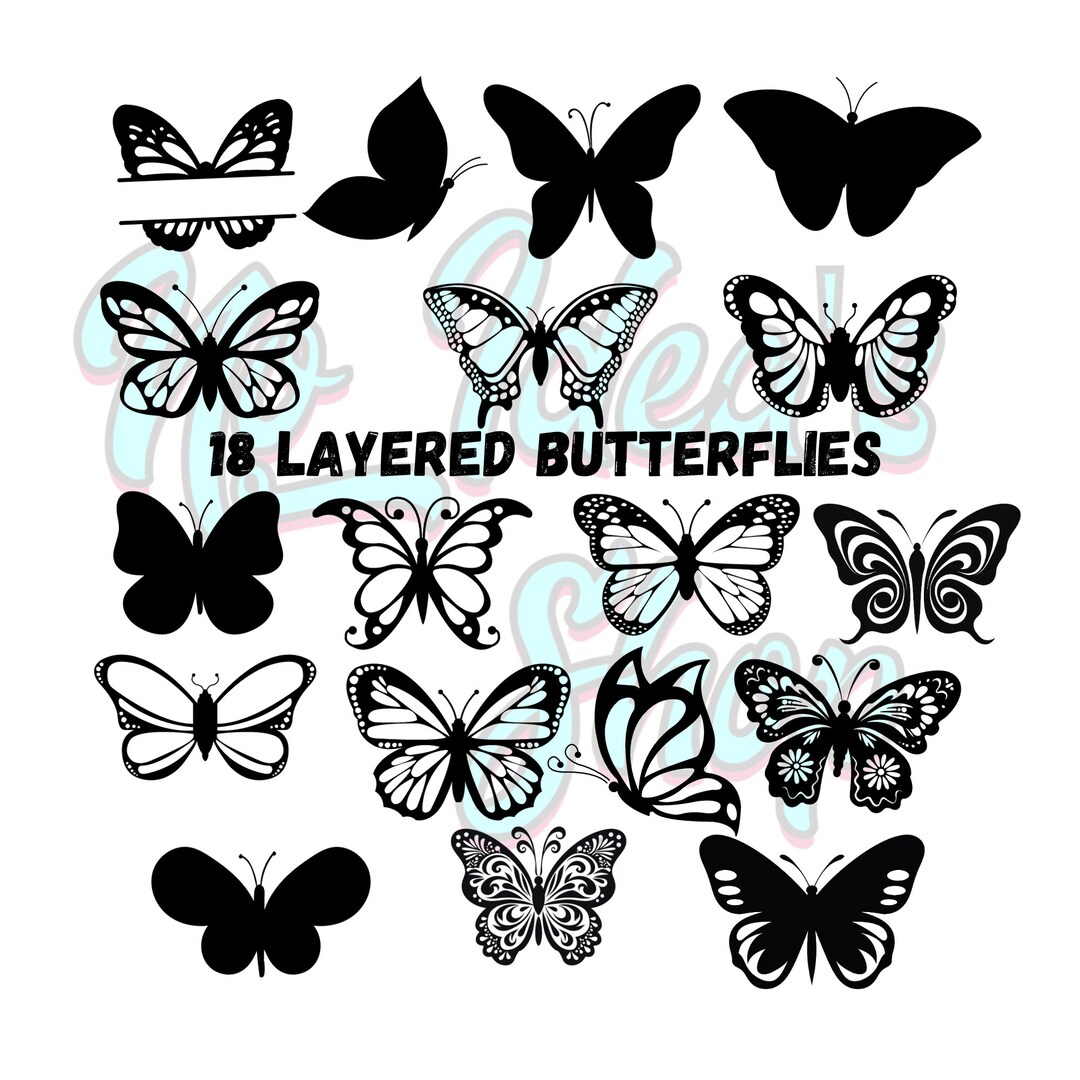 Butterfly Svg Bundle Digital File, Layered Butterfly Bundle Cricut or ...