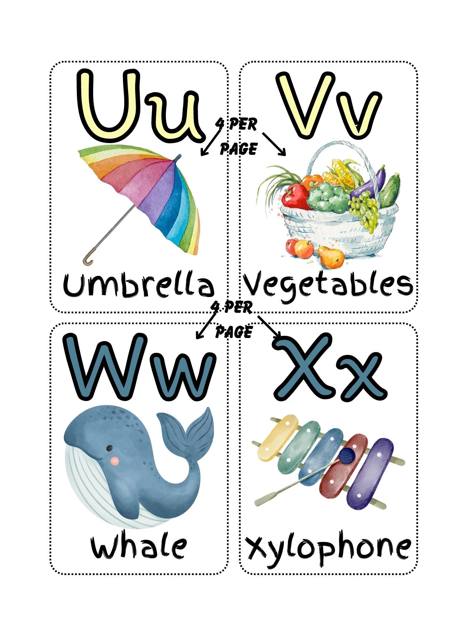 Printable Alphabet Flash Cards, Preschool Flashcards, Learning Resource ...