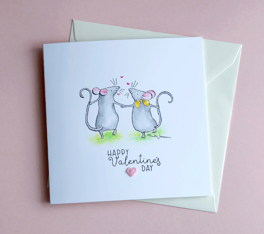 Valentine Mice, Valentine's Day Card, Mice Lovers Card, Kids Valentines ...
