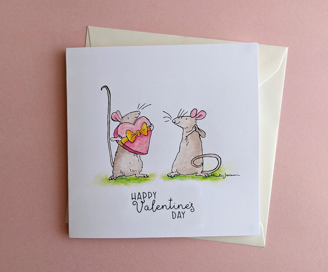 Valentine's Day Card, Mice Lovers Card, Kids Valentines Card, Love ...