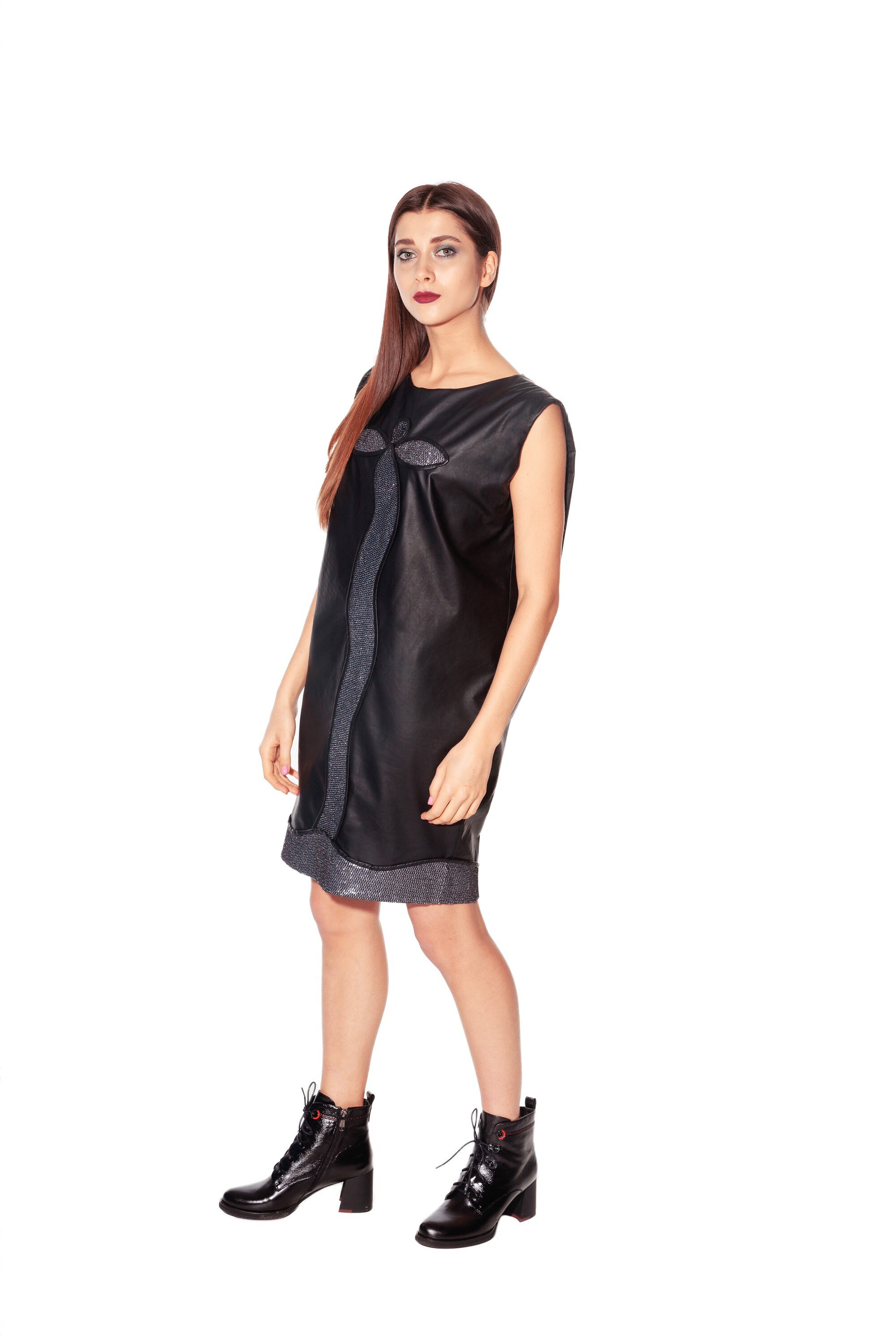 Evening Black Mini Dress Mini Vestido Negro Black Leather Mini Dress ...