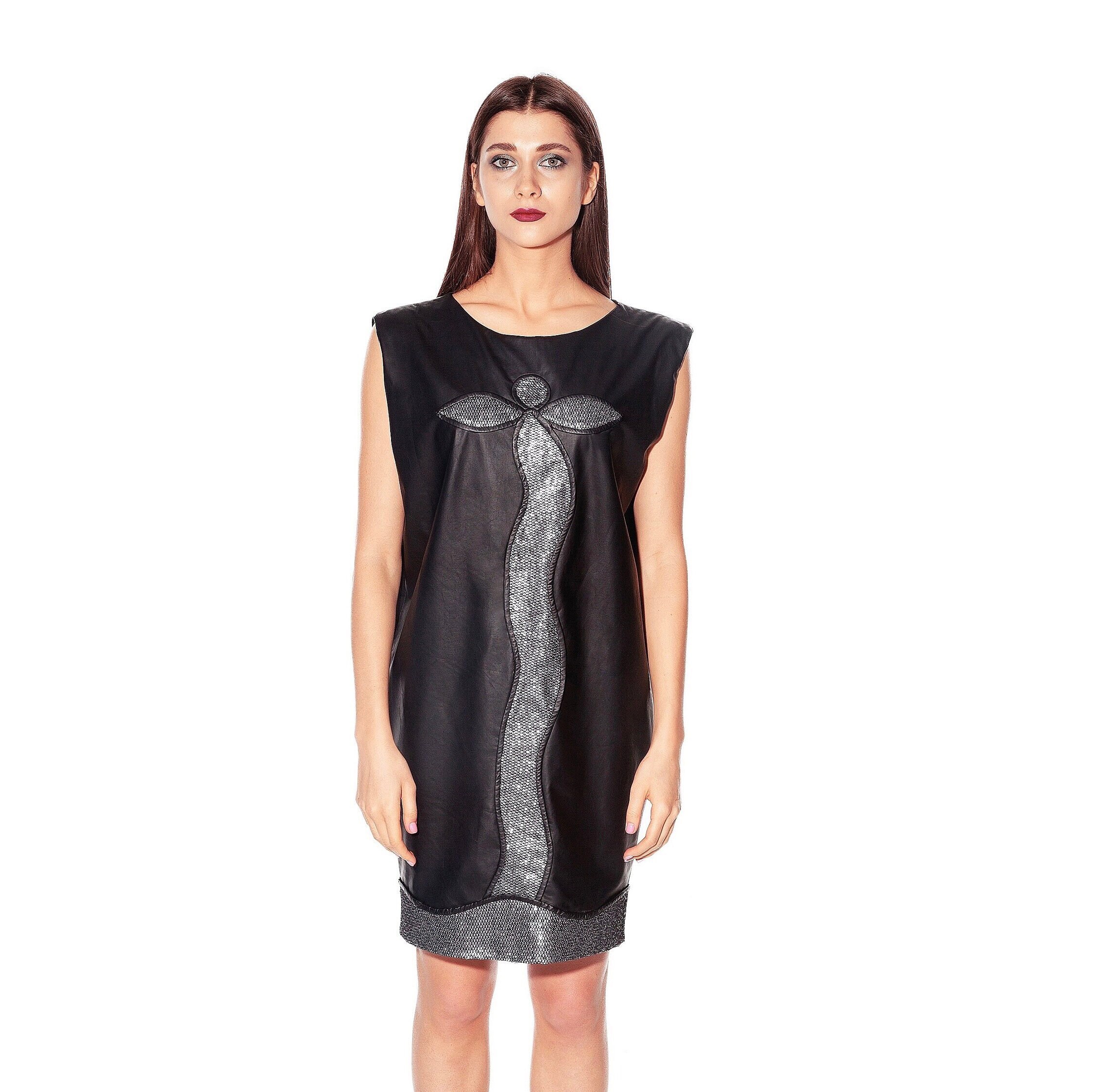 Evening Black Mini Dress | Mini Vestido Negro | Black Leather Mini ...