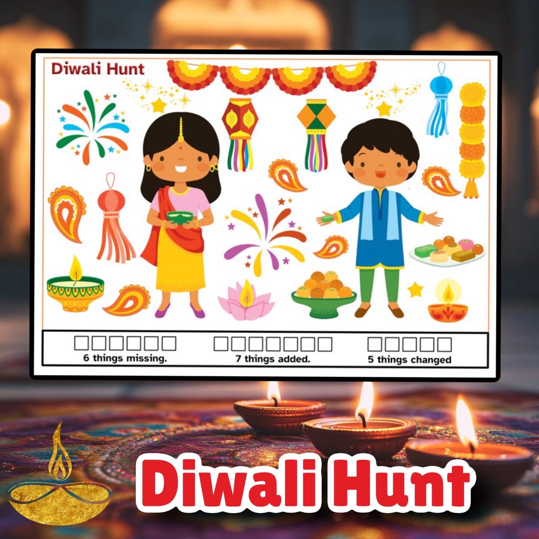 Diwali Picture Hunt , Spot the Difference, Activity. Diwali Activity ...