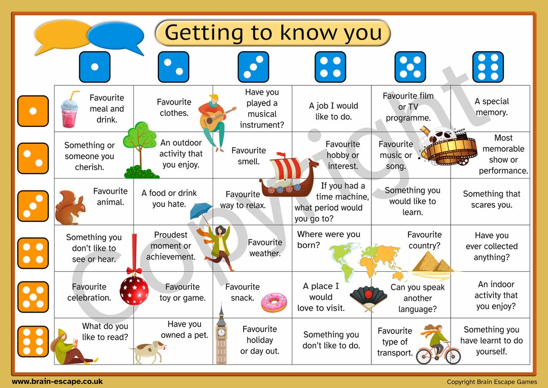 Getting to Know You Dice Game. A Fun Thematic Dice Game. - Etsy