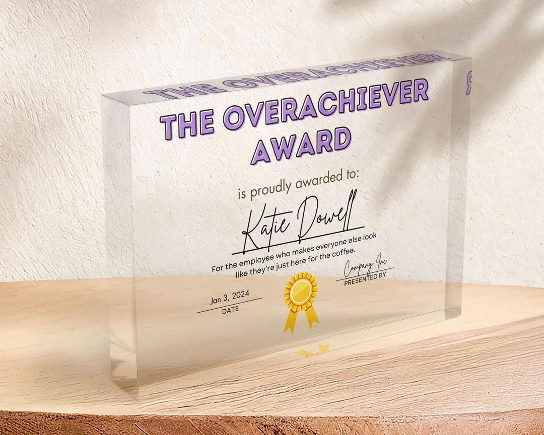 Personalised Employee Funny Award Thick Customized Acrylic Freestanding ...