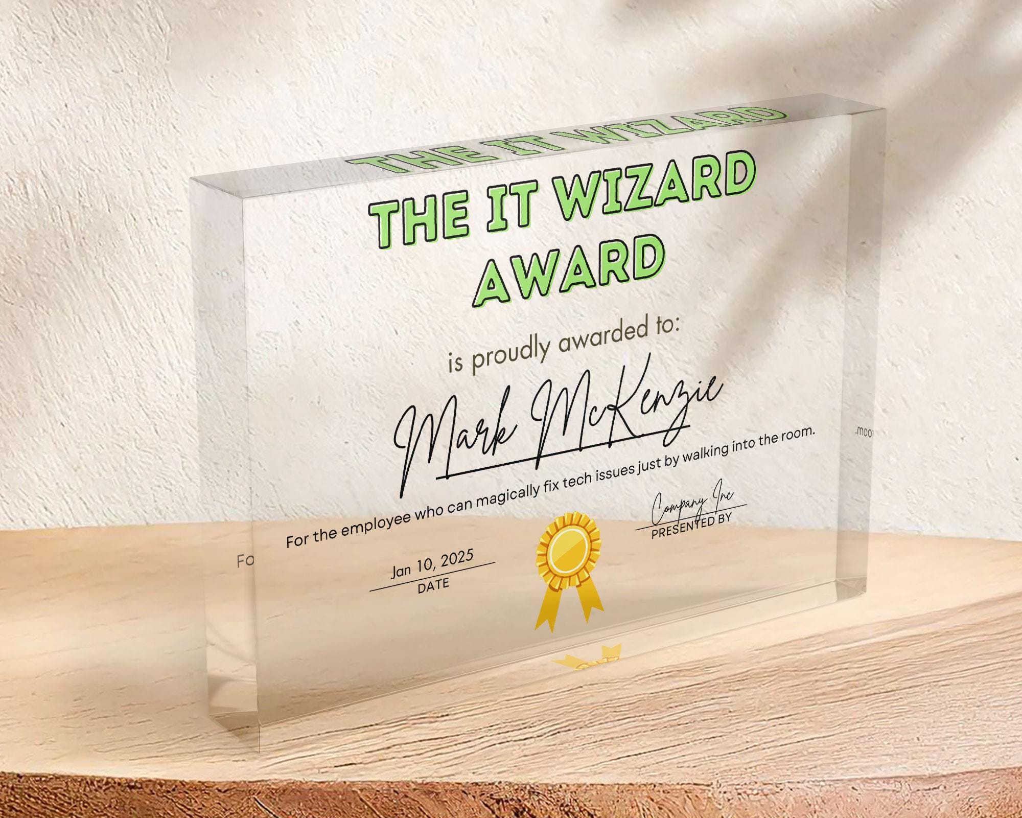 Personalised Employee Funny Award Customized Acrylic Freestanding ...