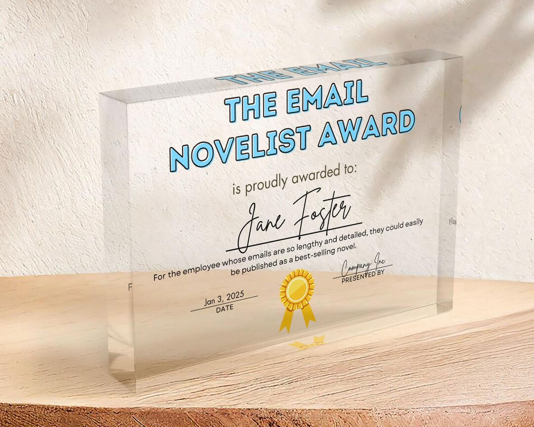 Personalised Employee Funny Award Customized Acrylic Freestanding ...