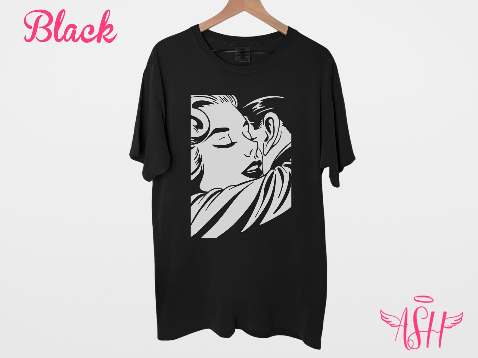 1950s Classic Comic Style Print T-shirt, Black and White Tee ...