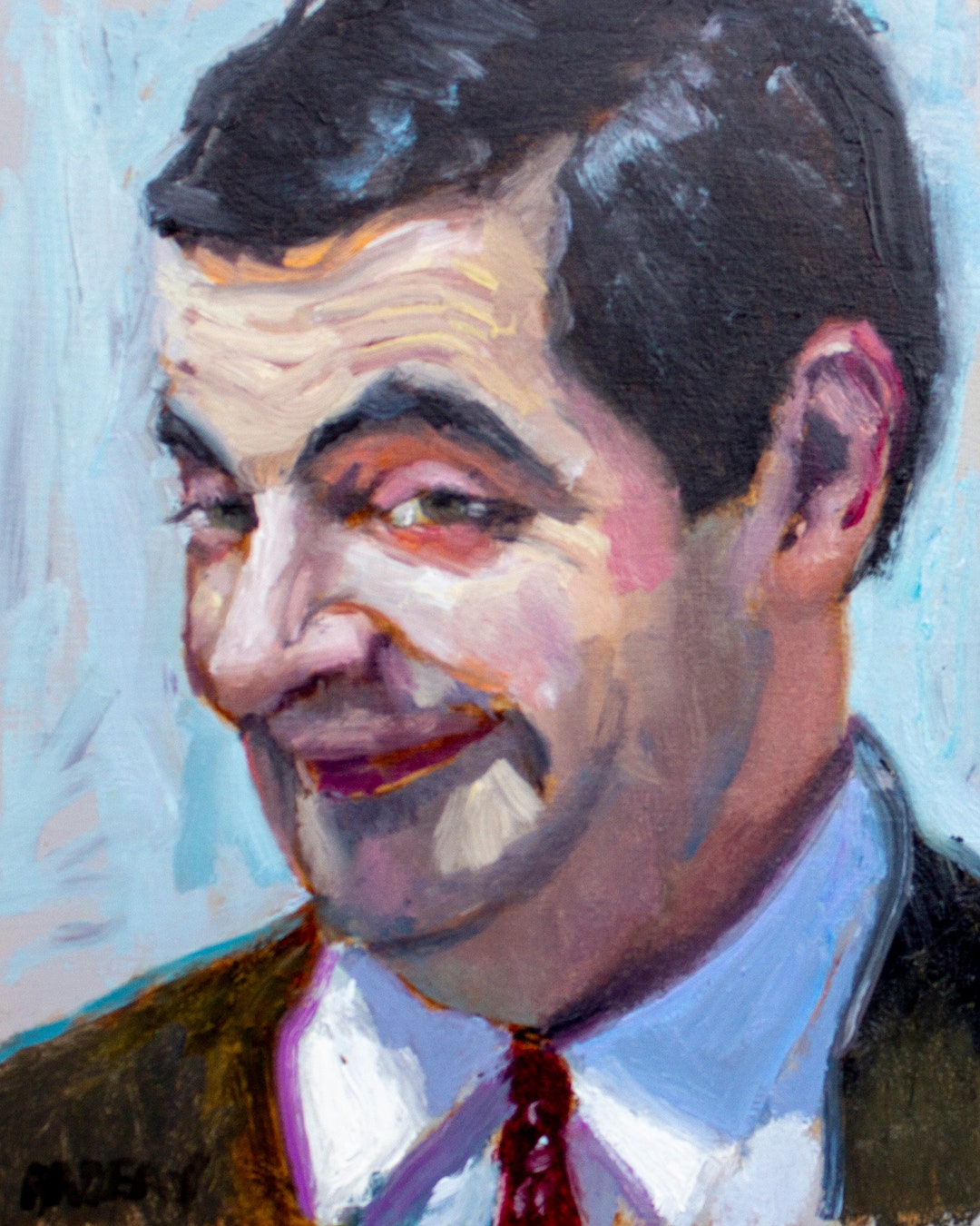 Mr. Bean 8x10 Oil Painting on Wood Panel --not a Print- No Frame Needed ...