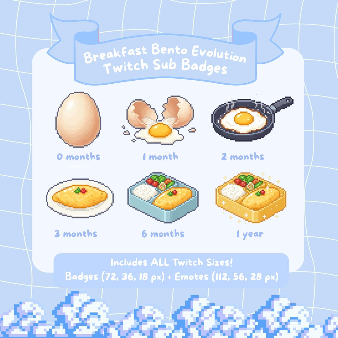 Twitch Sub Badges Pixel Food Evolution Kawaii 6 Tier Cute Subscriber ...