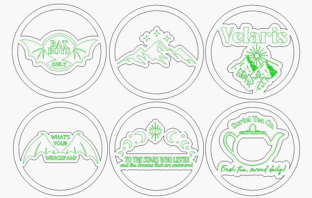 SVG 6 ACOTAR Coasters, Book, Shelf Decor, Laser Cut, A Court of Thorns ...