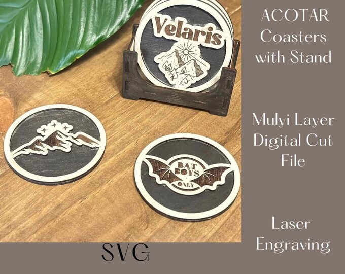 SVG 6 ACOTAR Coasters, Book, Shelf Decor, Laser Cut, A Court of Thorns ...
