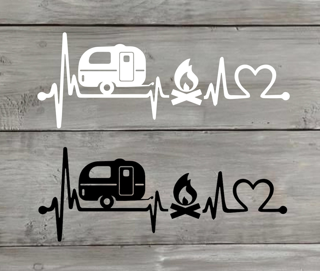 Camping Heartbeat Decal - Camp, Love, Outdoors, Camper, Fire, Camp Fire ...
