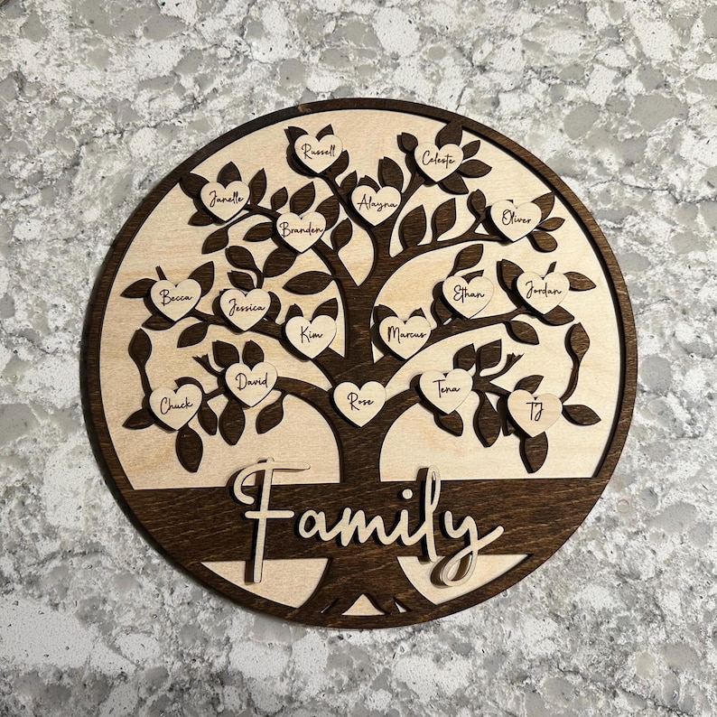 Personalized Family Tree Wall Decor, Baltic Birch Wood, Rustic ...