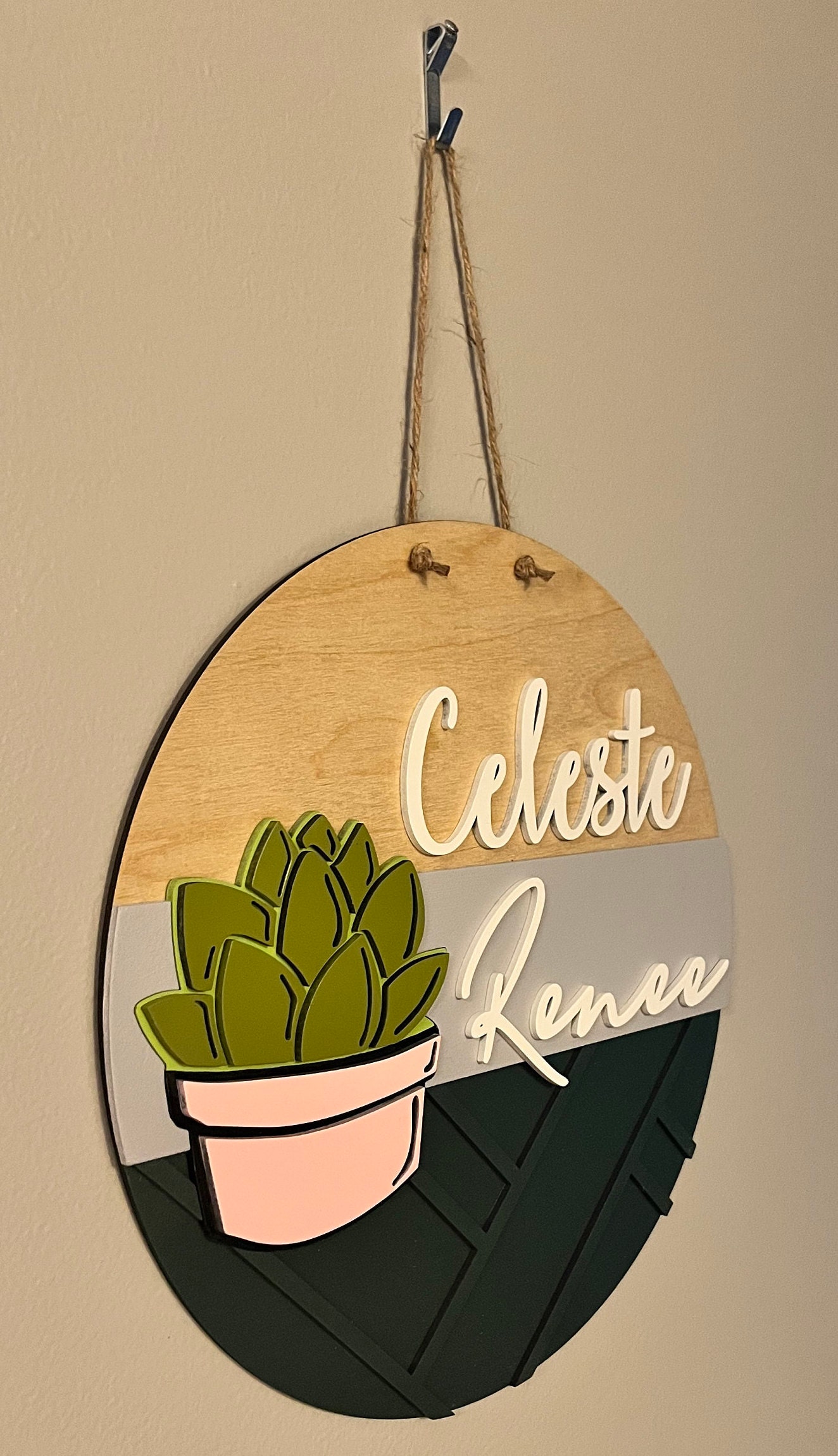 Succulent Sign Door Sign Baby Sign Wall Hanging Kids - Etsy