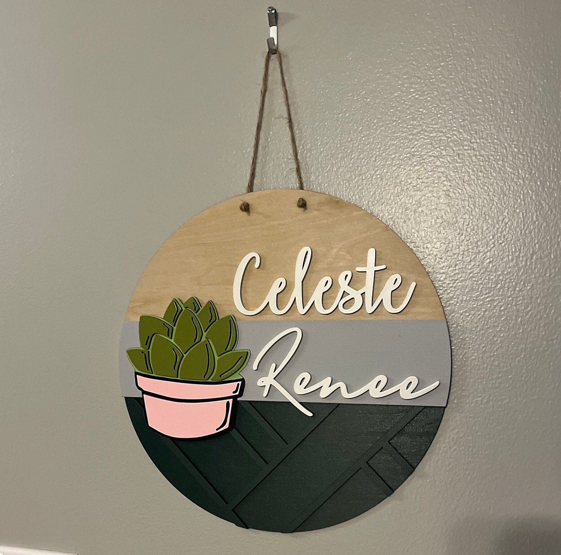 Succulent Sign Door Sign Baby Sign Wall Hanging Kids - Etsy
